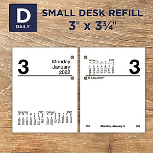 2022 Daily Desk Calendar Refill by AT-A-GLANCE, 3" x 3-3/4", Loose-Leaf, Compact (E91950), Black, 2022 New Edition