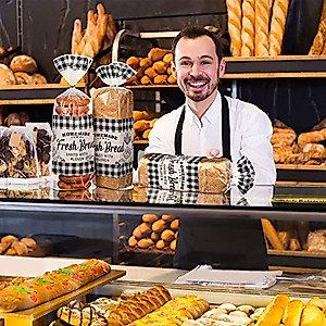 50 Pieces Bread Bags for Homemade Bread Christmas Clear Plastic Bread Bags with Twist Ties Black Buffalo Plaid Bread Bag Fresh Bread Bag for Rolls and Cookies for Home Bakers and Bakery