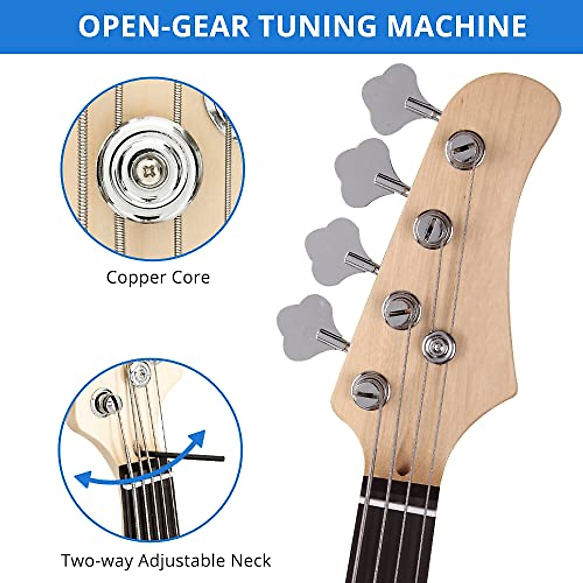 Ktaxon 4 String Electric Bass Guitar, PB-Style Full Size Standard Right Handed Beginner Kit with 20W AMP Gig Bag Strap for Youths & Adults (Yellow)