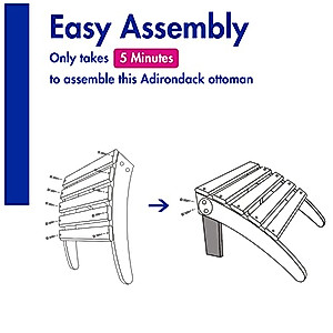 BRIOPAWS Folding Adirondack Ottoman, 19.7W x 18.5L x 13H Inch, HDPE All Weather Adirondack Chair Footrest, Plastic Footstool for Deck Backyard Patio Outdoor Poolside Porch Lawn Indoor, Blue