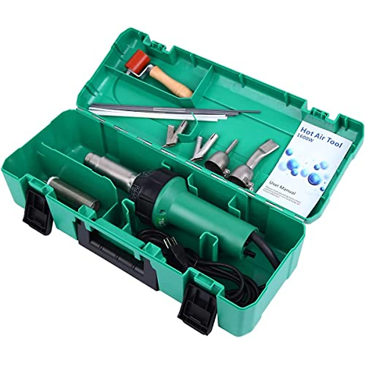 Iglobalbuy 1600W Hot Air Gas Plastic Welding Gun Welder with Speed Nozzles, Roller, Plastic Rod with Carrying Case