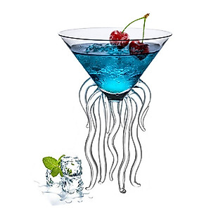 Octopus Martini Glass Creative Cocktail Drinkware Bar Goblet Tools (2 Transparent)