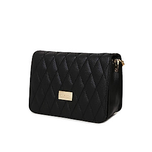 KLEIO Women's Quilted Vibrant Cross Body Sling Hand Bag For Medium Black