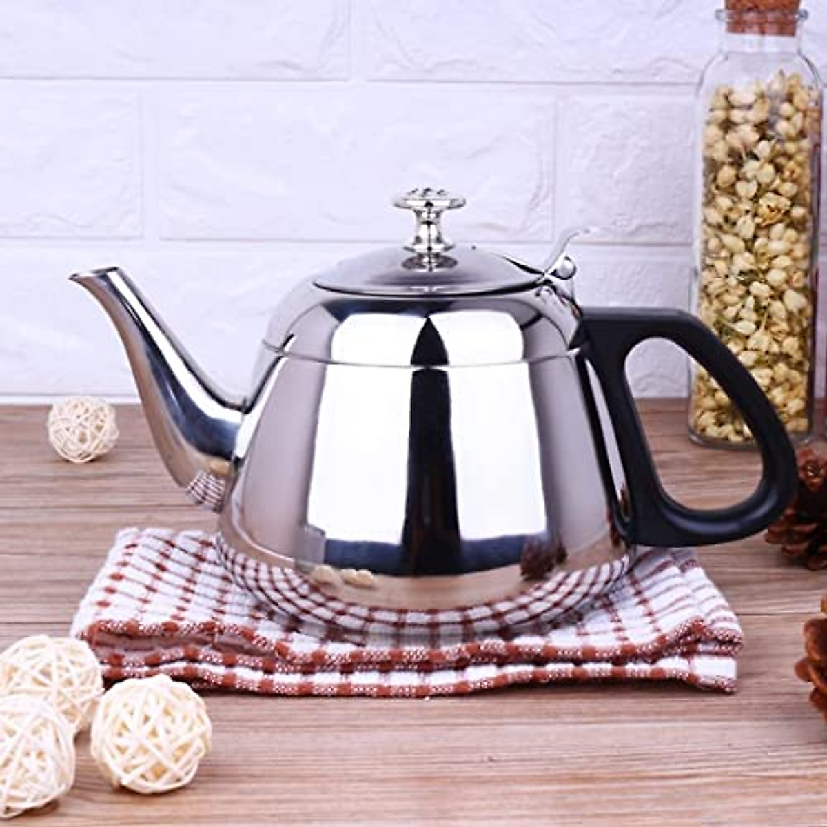 Practical Teakettle Tea Kettles 304 Stainless Steel Teapot Induction Cooker Kettle Ergonomic Handle Teakettle for Coffee, Milk and More Portable