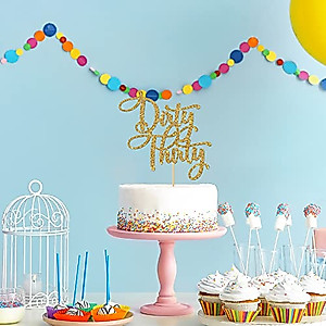 WeBenison Dirty Thirty Cake Topper/Happy 30th Birthday Cake Decor/Boy or Girl 30th Birthday Party Decorations/Gold Glitter