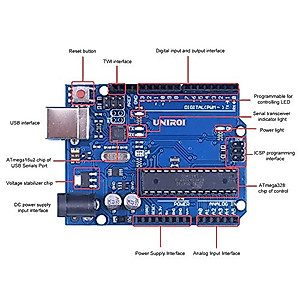 UNIROI Ultimate Starter Kit Compatible with Arduino IDE 328P Control Board, 260 Pages Detailed Tutorial, 217 Items, 51 Projects, Breadboard with Arduino IDE Starter Kit