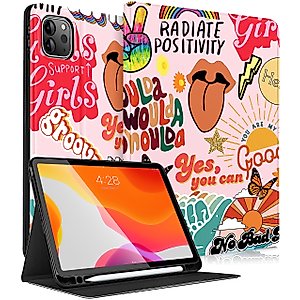 Uppuppy for iPad Air 11 inch Case, Air 5th/4th Generation 10.9, Pro 11'' Case Cute Kids Women Girls Girly Folio Quote with Apple Pencil Holder Cover for iPad Air 11 2024 (M2), 10.9 2022 2020, Pro 11