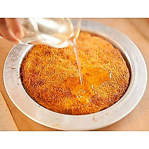 Kunefe Plate - Kunafa plate large 4-8 servings set of 2 silver color aluminum pans tray kataifi kunafeh knafeh cooking and serving plates for shredded kadaifi phyllo fillo dough pan/Turkish dessert