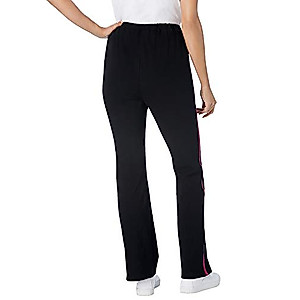 Woman Within Women's Plus Size Stretch Cotton Side-Stripe Bootcut Pant - 2X, Black White