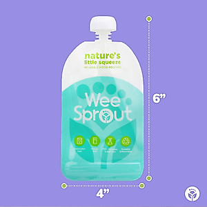WeeSprout Double Zipper Reusable Food Pouches (5 Fl Oz, Green)