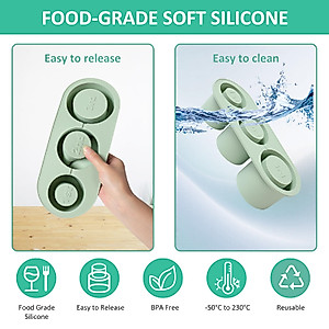 ALOOF Ice Cube Tray with Lid and Bin Compatible with Stanley Cup, 3 Pcs Silicone Ice Cube Hollow Cylinder Molds for Coffee, Juice, Whiskey, Cocktail, for Stanley 40 Oz Cups Accessories (Brown）, Green