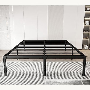 Chezisam 18" High California King Size Bed Frame Heavy Duty Metal Platform Bed Can Hold 3500lbs Cal King Mattress Base with Underbed Storage Space No Box Spring Needed