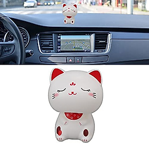 Zunate Bobble Head Nodding Cat for Car Dashboard,Solar Lucky Nodding Cat Car Decoration,Cute Miniature Cat Figure Automobile Decoration, Gifts for Men (Smiling Face)
