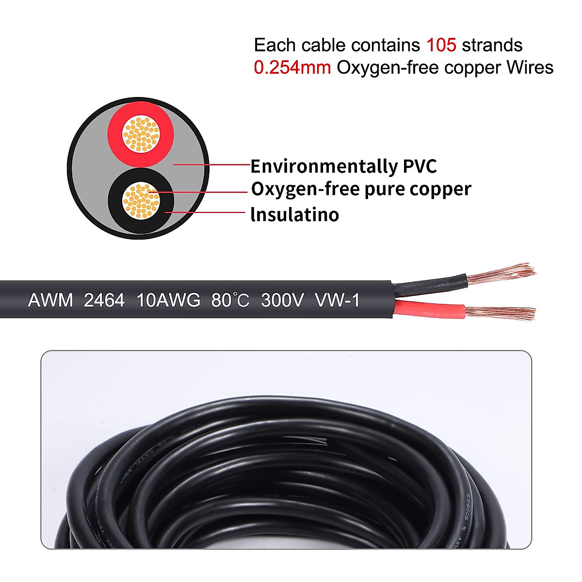 16 Gauge 3 Conductor Electrical Wire Oxygen-Free Copper Cable 10FT/3.1M Flexible Low Voltage Cable for LED Strips Lamps Lighting Residential Wiring car Circuit(16/3AWG-10FT)