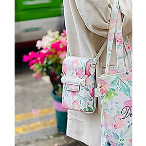 DE'EMILIA CONCEPT Small Crossbody Cell Phone Purse for Women, Watercolor Mini Messenger Shoulder Handbag Wallet with Credit Card Slots (Offwhite)