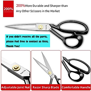 Fabric Scissors Tailor Sewing Shears - 9 Inch Heady Duty Scissors for Fabric Cutting Professional Ultra Sharp Cloth Tailor Scissors Multipurpose Utility Dressmaker Leather Titanium Scissors (9Inch)