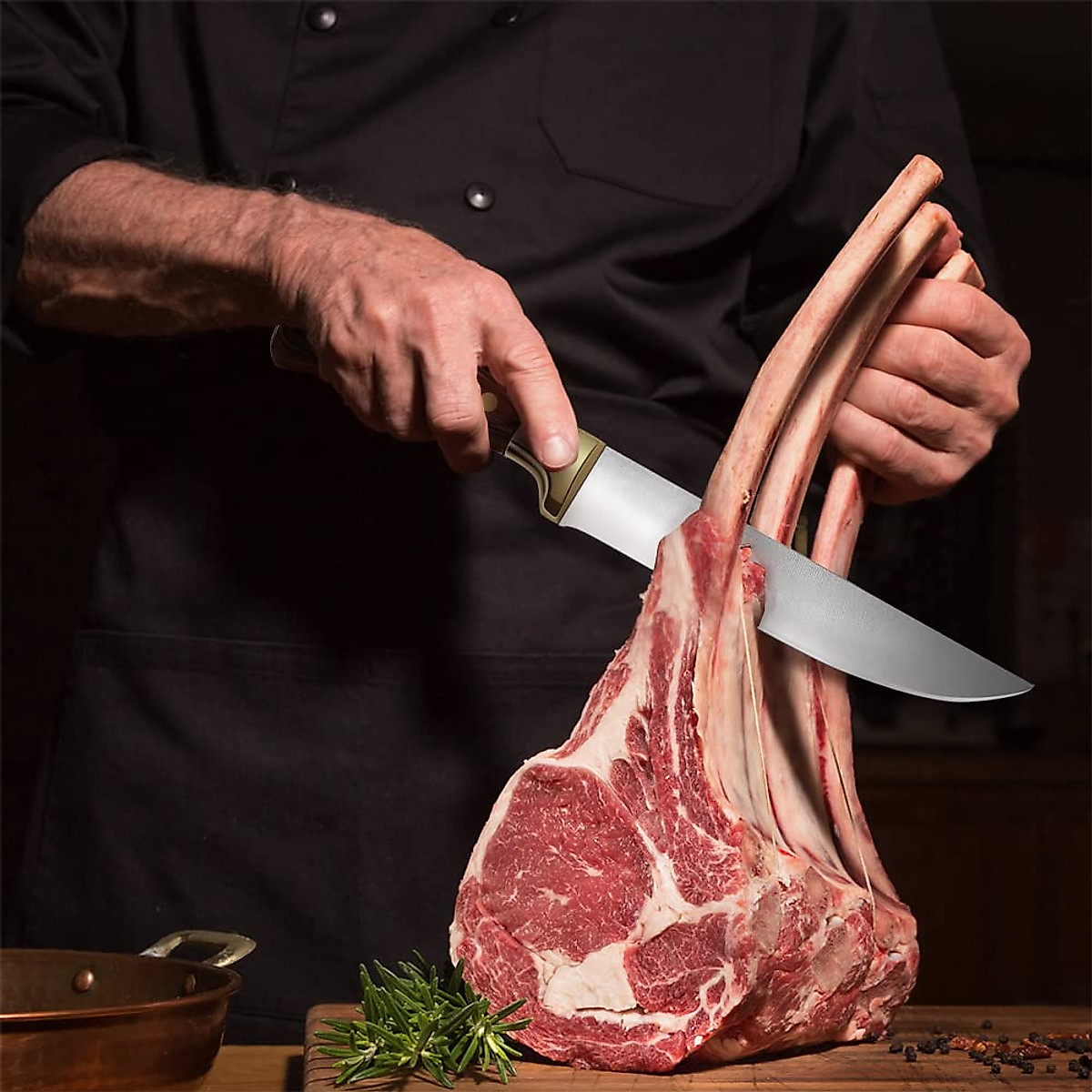 XTD Chef Knife with Sheath Professional 7 Inch Kitchen Knife, Viking Boning Knife for Meat Cutting, High Carbon Stainless Steel Sharp Filleting Knives with Full Tang Ergonomic Handle with Gift Box