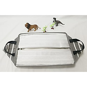 HUAYEE Rectangular Storage Bin Shelf Basket Canvas Fabric Toy Box,Waterproof Coating Nursery Hamper with Handles,Gift Basket for Home,Office,ClothesBooks(REC Gray stripe)