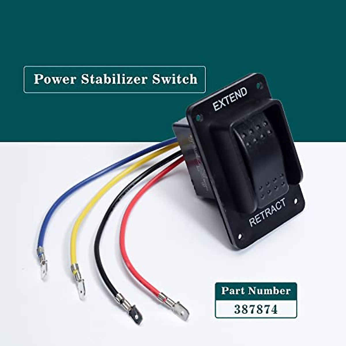 387874 Power Stabilizer Switch with Harness Replacement for Lippert Trailer Components 12V Extend Retract for RV Stabilizer Jacks IP66 Black