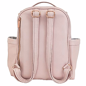 Itzy Ritzy Mini Diaper Bag Backpack – Chic Mini Diaper Bag with Changing Pad, 8 Total Pockets (4 Internal and 4 External), Grab-Top Handle and Rubber Feet (Blush)