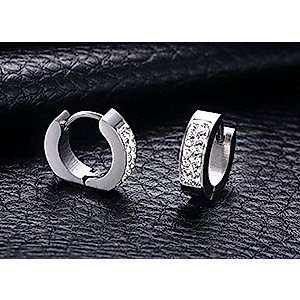 KARAY Stainless Steel Womens Mens Hoop Earrings Huggie Earrings CZ Piercings Hypoallergenic 18G (1pair Silver)