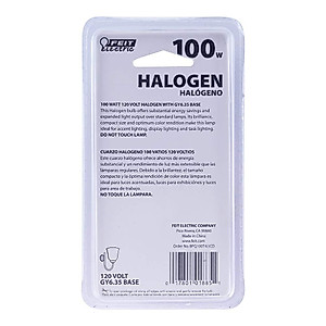 Feit Electric BPQ100T4/JCD/RP 100 Watt Warm White T4 Dimmable Halogen Light Bulb, 3000K Warm White, 1.5" H x 0.5" D