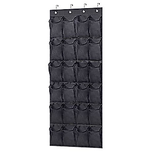 SLEEPING LAMB 24 Large Mesh Pockets Over The Door Shoe Rack Breathable Hanging Shoe Organizer for Closet, Door Shoe Holder for Men Sneaker, Black
