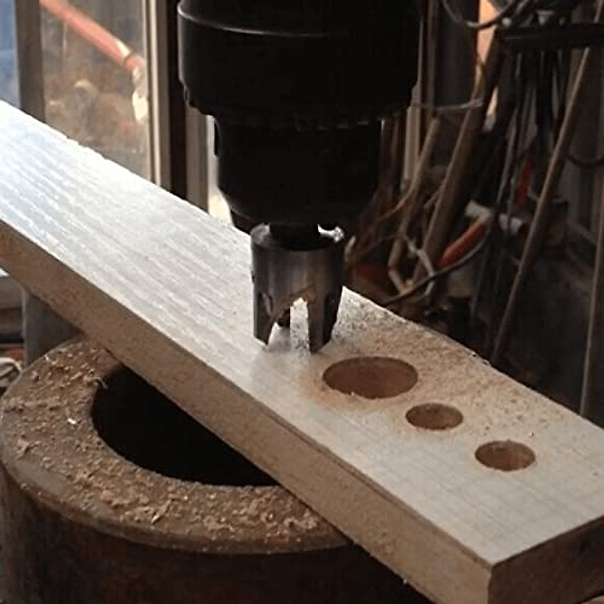 dophee 8Pcs Wood Plug Cutter Drill Bit Set, Straight and Tapered Taper 1/4" 3/8" 1/2" 5/8" Cutting Tool Cork Drill Bit Knife for Woodworking