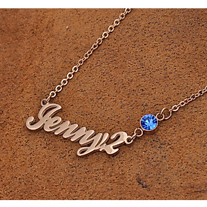 LikeFun Custom My Name Necklace with Birthstone Personalized Cobi Name Jewelry