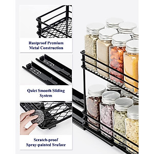 Kitsure Spice Rack Organizer for Cabinet - 2 Packs, Easy-to-Install Pull Out Spice Cabinet Organizers, 4.33''Wx10.23''Dx8.54''H Slide Out Spice Racks