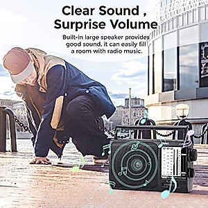 NOAA Weather AM FM Portable Radio with Best Reception, Transistor Radio, Battery Operated Radio by 3X D Cell Batteries or AC Power for Household & Outdoor, Plug in Wall by PRUNUS