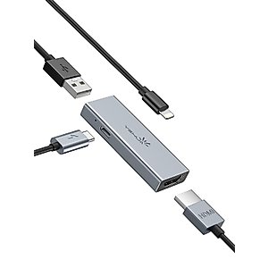 YEHUA Lightning to HDMI Adapter with 4FT Cable, 4K Digital AV HDMI Adapter for iPhone/iPad to TV/Projector, Video Audio Sync Screen Converter with Charging Port, Support All iOS Projector