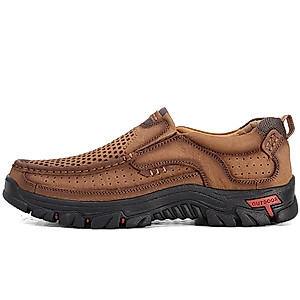 COSIDRAM Men Casual Shoes Loafer Sneakers Slip on Moccasins Comfort Walking Shoes Luxury for Male Summer Breathable Brown 8.5