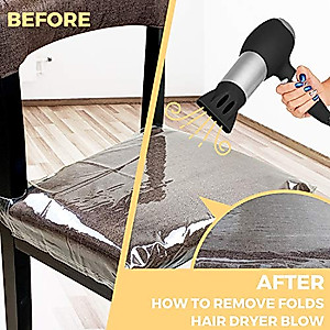 4 Pack Large Plastic Chair Covers for Dining Room, Clear Chair Seat Protectors with Adjustable Belt Strap Fits 18” – 22” Seats, Waterproof & Scratch Resistant Heavy Duty PVC Dining Chair Covers