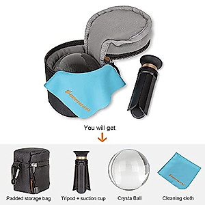 Besnfoto Crystal Ball Photography 90mm K9 Clear Lens Ball Sphere with Mini Tripod Base Stand Decorative Glass Props Ball with Padded Shockproof Sleeve Bag