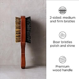 Diane Premium 100% Boar Bristle 2-Sided Club Brush for Men and Barbers, Medium and Firm Bristles for Thick Coarse Hair, Detangling, Smoothing