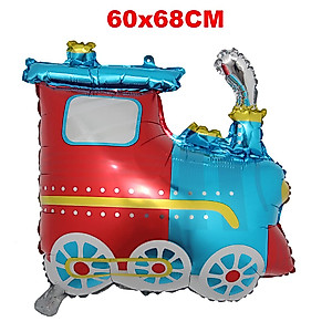 Blue Locomotive Train Classic Car Foil Balloons Railroad Round Train Balloon Boy Birthday Party Decor Happy Birthday toy (Locomotive)