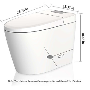 Toilet Smart Toilet Bidet Combo Ceramic White with Foot Sensor Open Cover/Seat Led Display Self-Cleaning Nozzle