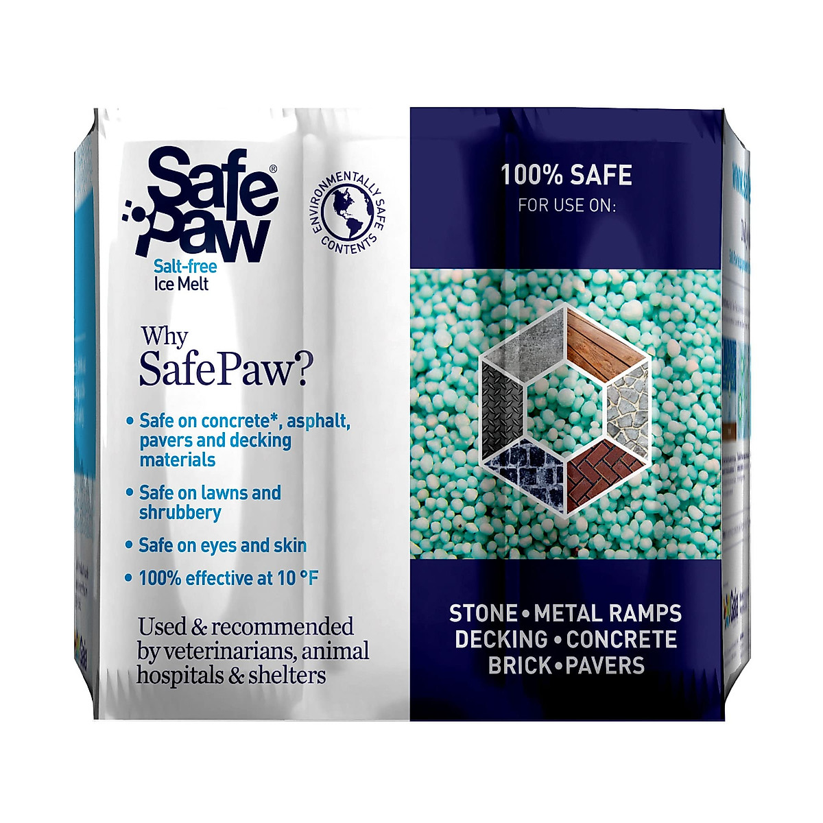 Safe Paw Pet Friendly Concrete Safe Powerful Salt Free Ice Melt for Driveways, Sidewalks, and Various Terrain, 22 Pound Flexicube (2 Pack)