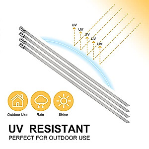 OFFO Metal Zip Ties 15.8 Inch Premium Heavy Duty Stainless Steel Wire Multifunctional Locking Exhaust Wrap Flexible Durable 30 Pcs