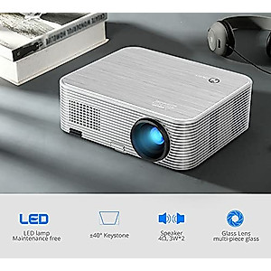 XARONF Full HD Bluetooth Projector Built in DVD Player, 1080P Supported, Portable DVD Projector for Outdoor Movies, Compatible with iOS/Android/TV Stick/HDMI/USB/TF