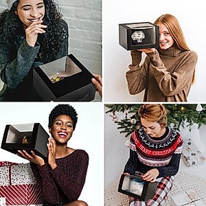 Black Gift Boxes with Window Display Box for Hat, Hat Storage Containter for Baseball Caps, Dad Hat, Billed Cap, Snapbacks & Trucker Cap, Paper Fold Box Packing Box 7.8" x 7.8" x 4.8", 10 Pack