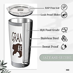 Waldeal Bear Grandpa Coffee Mug Stainless Steel Thermal Tumbler with Lid, Double Wall Vacuum Insulated Travel Mug for Gifts for Men, Birthday Gifts for Grandpa, New Grandpa, Christmas Gifts, 20oz