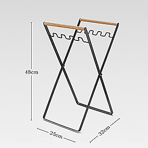 Colcolo Folding Trash Can Stand Trash Rack Waste Sorting Rubbish Storage Metal Frame Garbage Bag Holder Leaf Bag Rack for Camping Yard Kitchen, Black