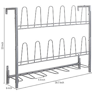 MyGift Premium Silver Metal Hanging Wall Shoe Rack for Walk in Closet, Mudroom and Entryway, Wall Mounted Space Saving Boot and Shoe Rack Organizer, Holds 9 Pairs