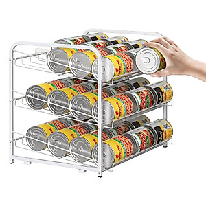MOOACE Stackable Can Rack Organizer 2 Pack, Can Storage Dispenser for 72 Cans, Can Organizer for Pantry Kitchen Cabinet, White