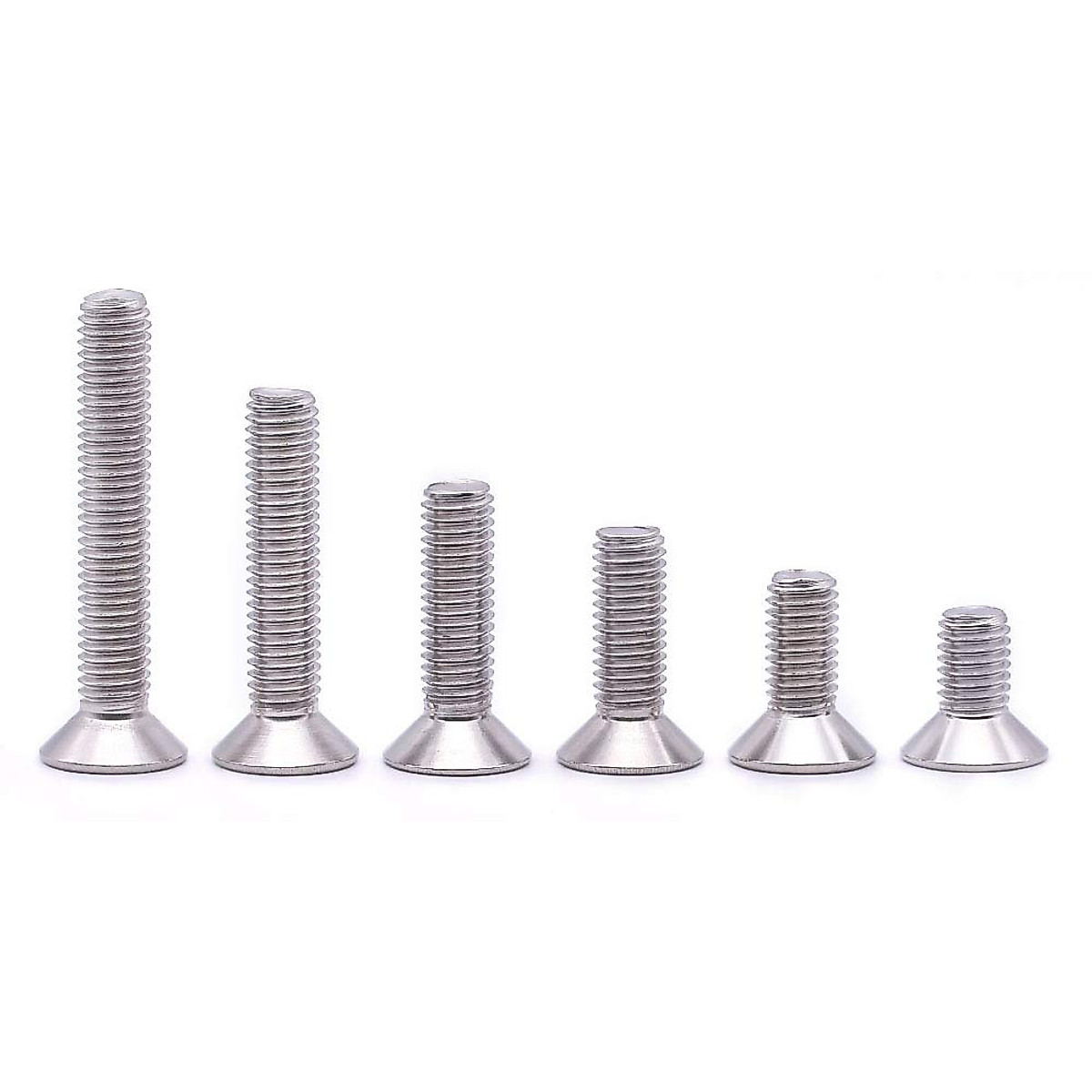 M5-0.8 x 12mm Flat Head Socket Cap Screws, Countersunk Head, DIN7991, Stainless Steel 304 (18-8), Allen Hex Drive, 50 PCS