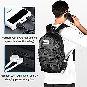 MZIPLINE Mini Smell Proof Backpack Bag-Odor Proof-USB Charging Port Daypack School Bookbag With Carbon Lining for Men & Women Travel (Camouflage Black)