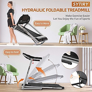SYTIRY Treadmill with Large 10" Touchscreen, 3.25hp Folding Treadmill TR080302