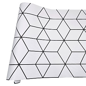 Yifasy Shelf Liner Black Hexagon Self-Adhesive Drawer Paper Furniture Protector Redo Wine Cabinet 118x17.7 Inch